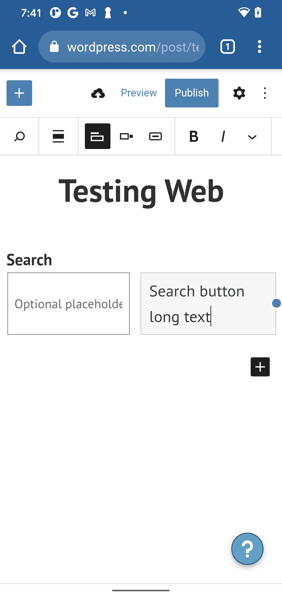 Mobile Web: Search block - long button text handling · Issue #30884 · WordPress/gutenberg · GitHub
