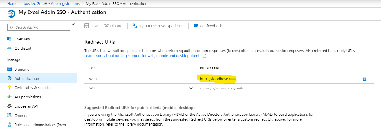 The reply url specified in the request does not match the reply urls ...