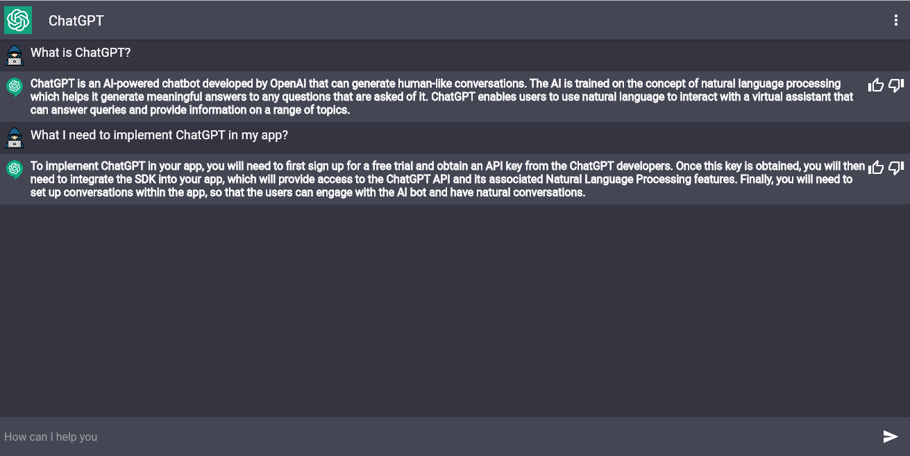 GitHub - ms96Armijos/chatgpt: Clon of ChatGPT using Flutter and API of OpenAI