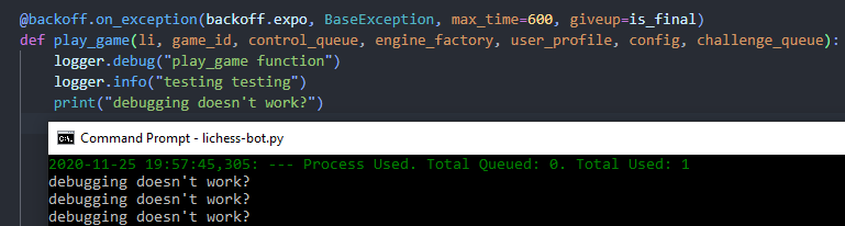 Logger Doesnt Work In Playgame Function In Lichessbotpy · Issue 238 · Lichess Bot Devs 