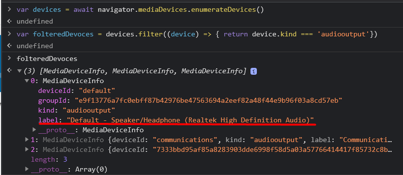 [Bug]: [WIN][12.x.y][13.x.y] navigator.mediaDevices.enumerateDevices() returns incorrect default ...