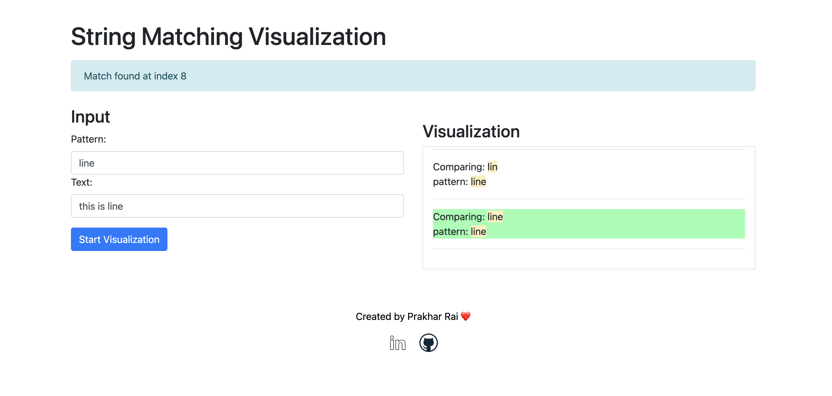 Github Prakharrai1609string Matching Visualizer