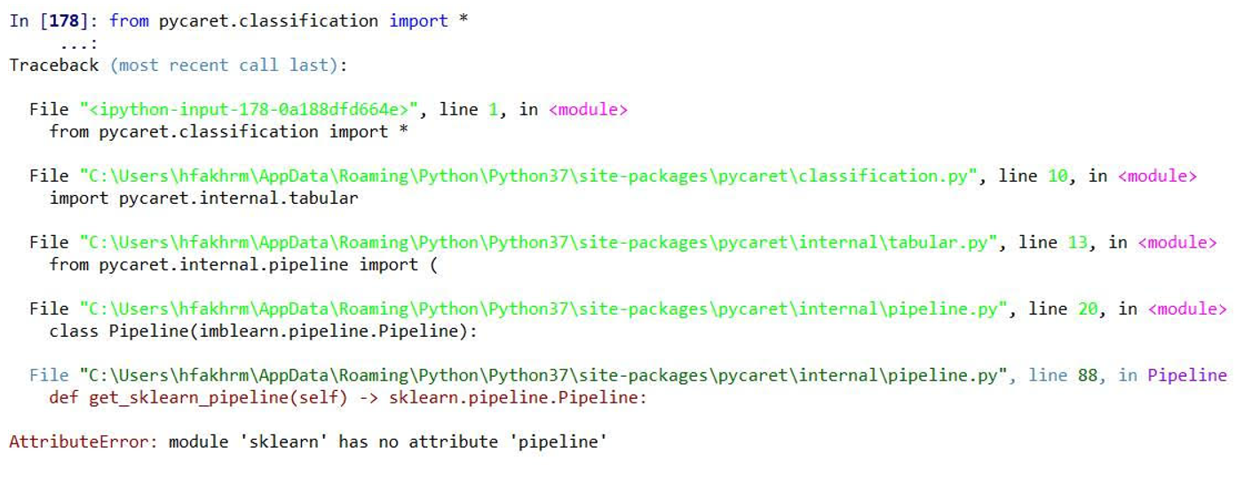 issue with module 'sklearn' has no wttribute 'pipeline' · Issue #1818 · pycaret/pycaret · GitHub