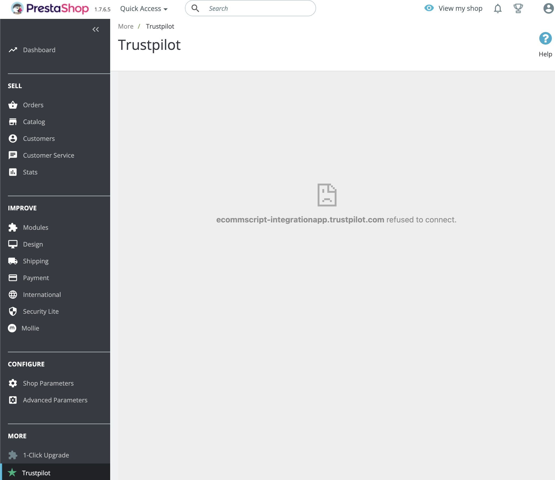 ecommscript-integrationapp.trustpilot.com refused to connect · Issue ...