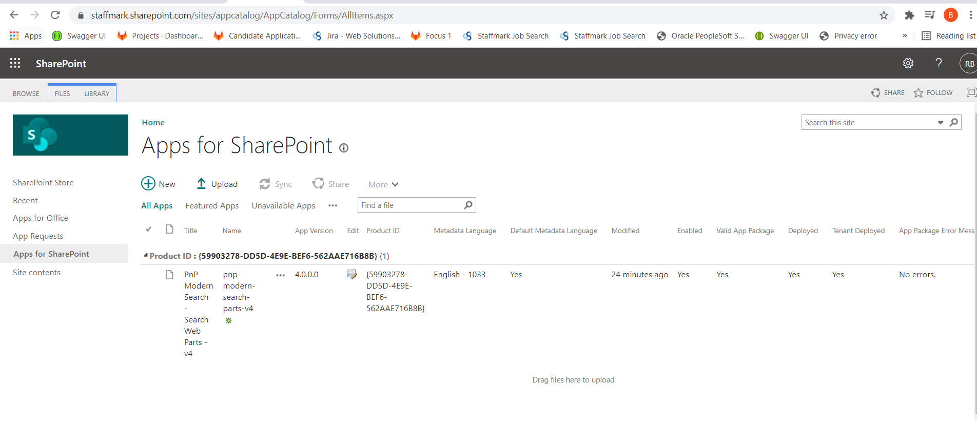 Manifest not found for component id "96dcffa8-2c69-47ec-ba5c-770213aeb4fe" and version "1.0.0 ...