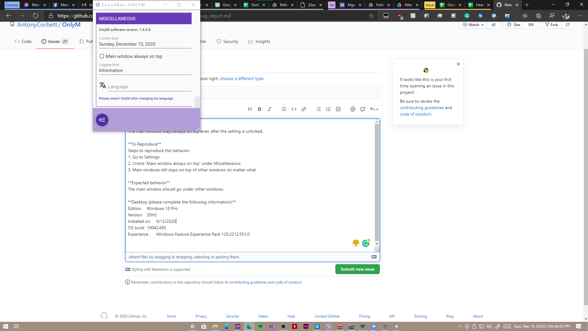 Main window always on top bug · Issue #370 · AntonyCorbett/OnlyM · GitHub