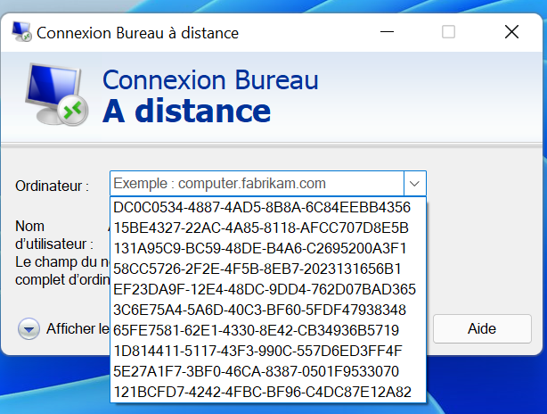 Remote Desktop Application Recent Connections Filled With Wslg 