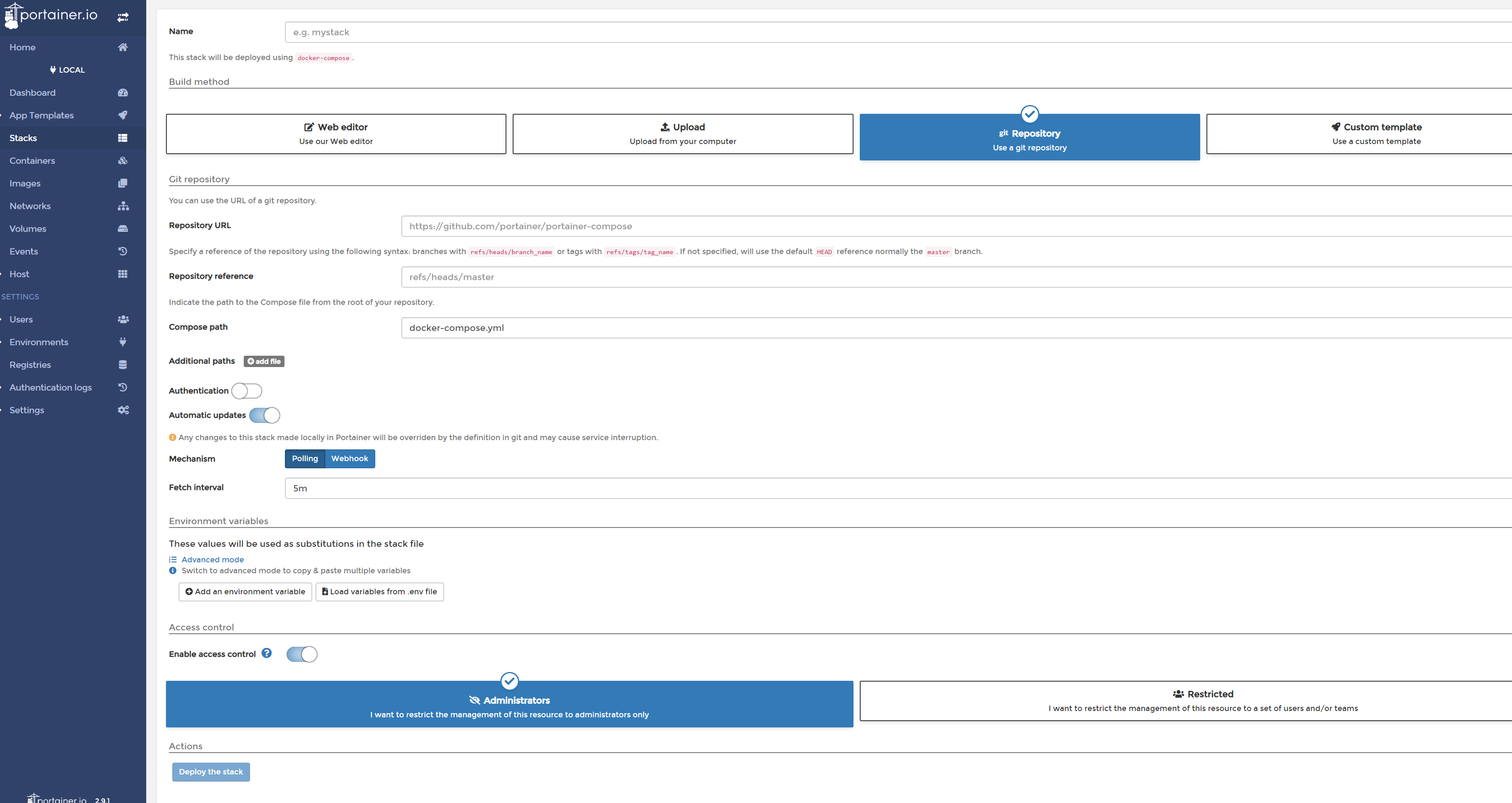 [question]使用portainer Stack 创建完全控制的docker · Issue 8570 · Metersphere Metersphere · Github