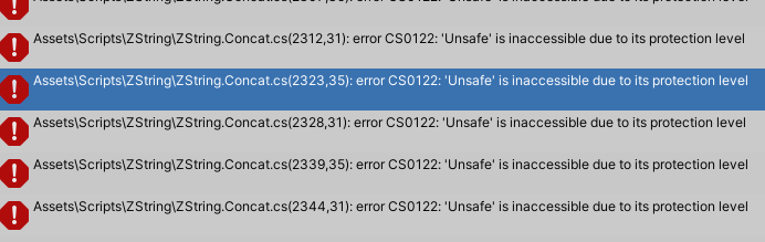 error CS0122: 'Unsafe' is inaccessible due to its protection level · Issue #10085 ...