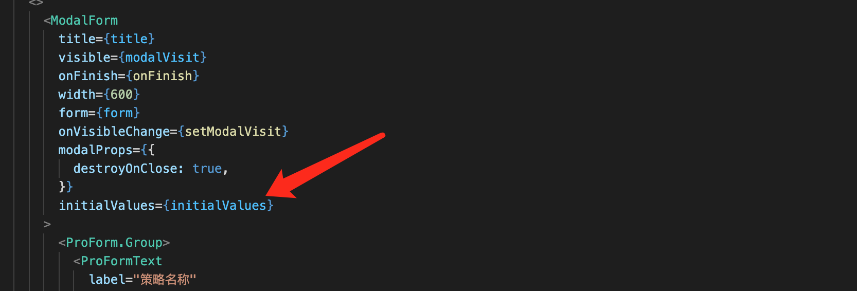 使用ModalForm的initialValues给文本框赋初始值失败的问题🐛[BUG] · Issue #8809 · ant-design/ant-design-pro · GitHub