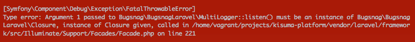 LaravelLogger does not implement Log::listen() and Log::getMonolog(), present in default Log ...