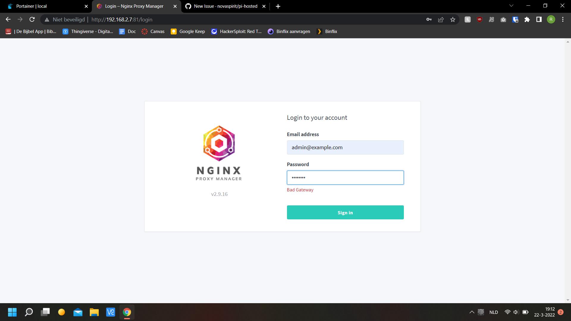 Nginx Proxy Manager Bad Gateway · Issue #318 · novaspirit/pi-hosted · GitHub