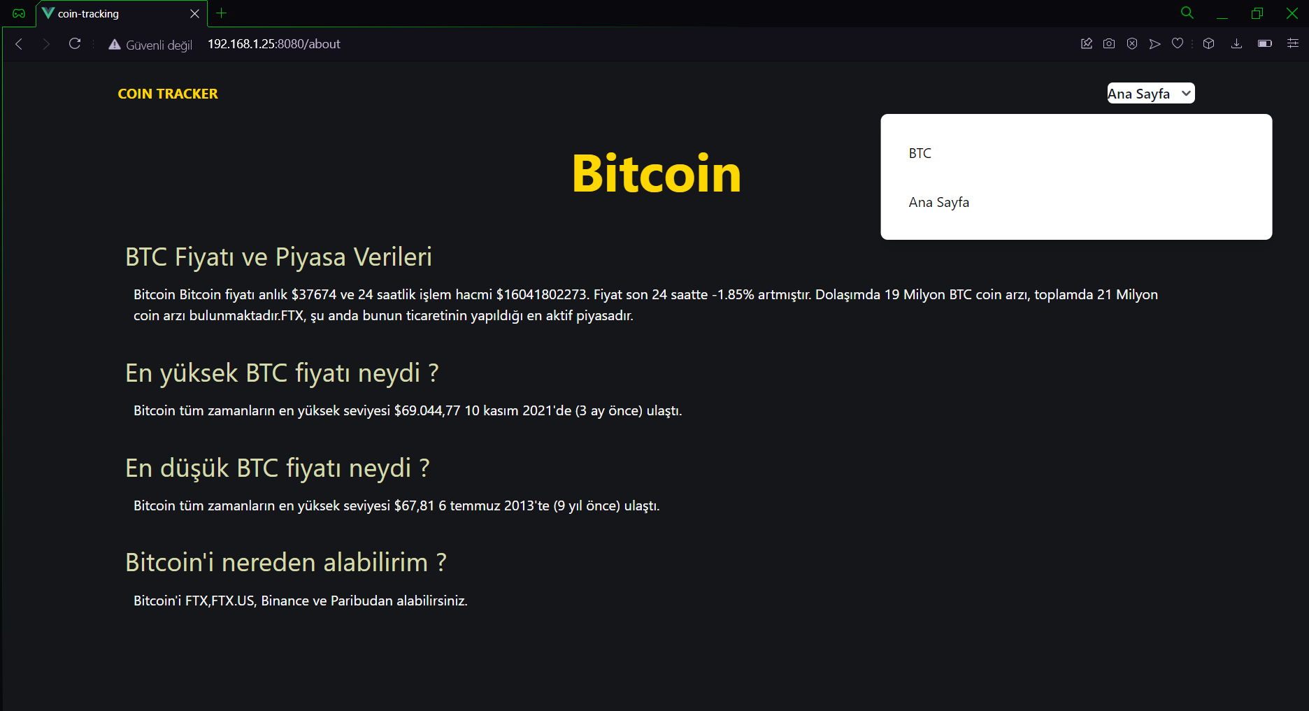 GitHub - Volkansoftware/coin-tracking: coin tracking with vue-js