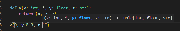 Keyword only arguments type hints and highlights is not correct · Issue #3515 · microsoft ...