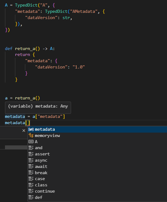 Pylance not able to infer nested inline TypedDicts · Issue #5087 · microsoft/pylance-release ...