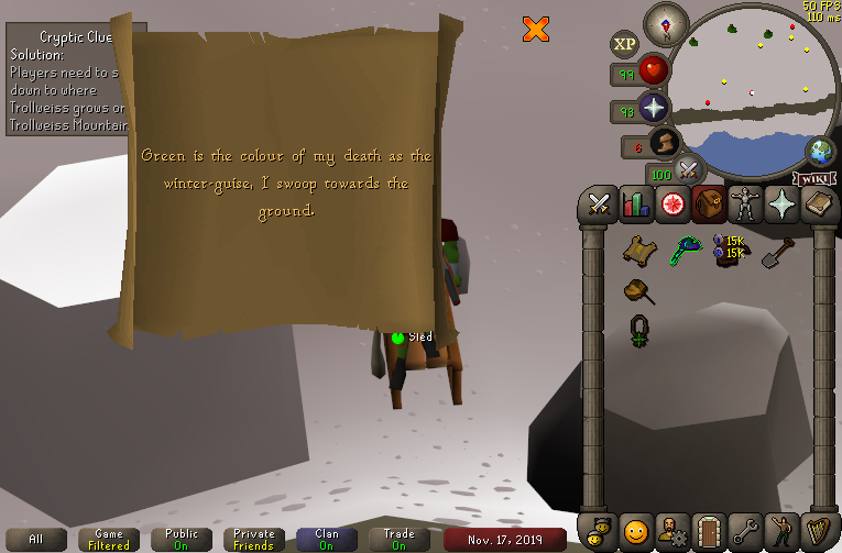 Add "sled" to required item for Trollweiss elite clue step · Issue ...