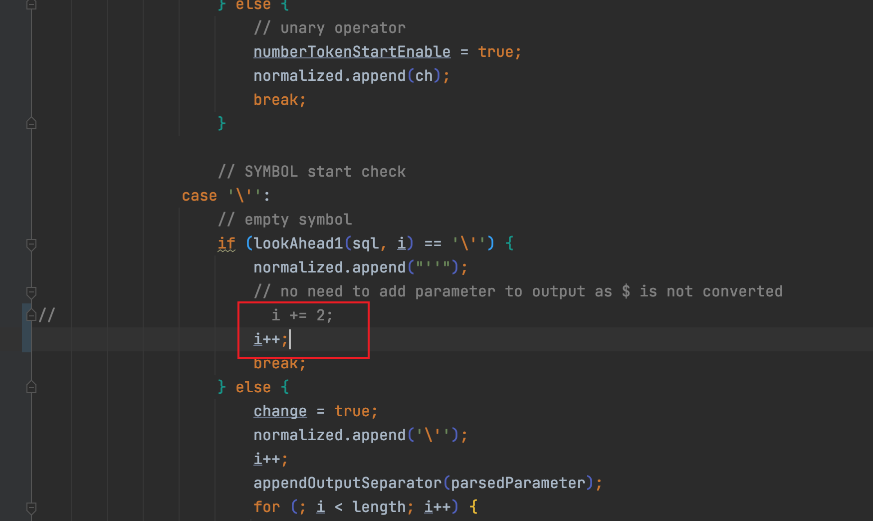 The obtained sql statement shows the missing closing parenthesis ...