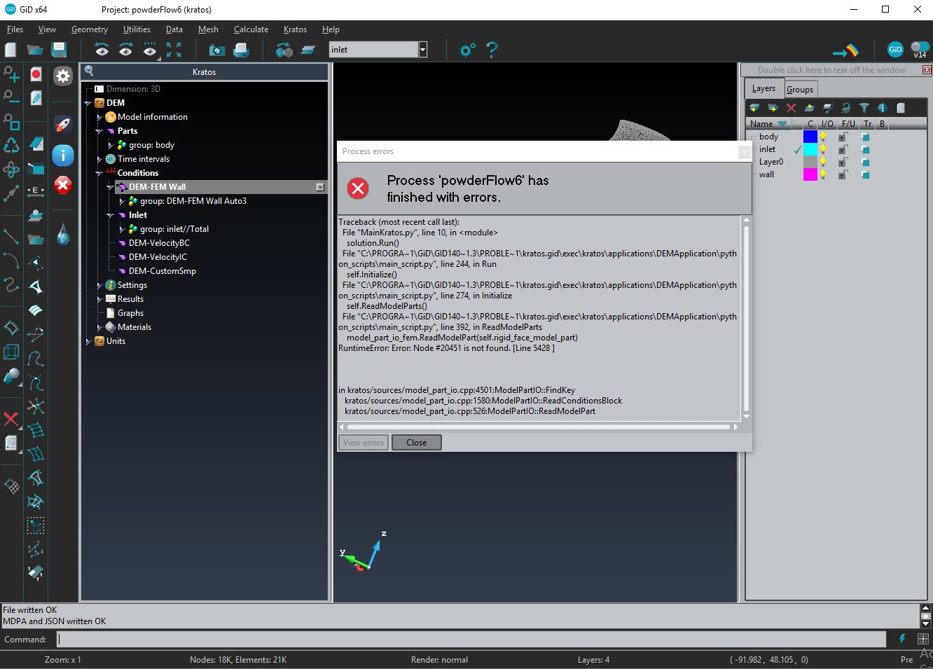 Error in running my DEM model · Issue #6055 · KratosMultiphysics/Kratos · GitHub