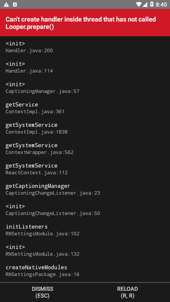 Release Version Crash On Start Up Android 5 Issue 40 Rmrs React