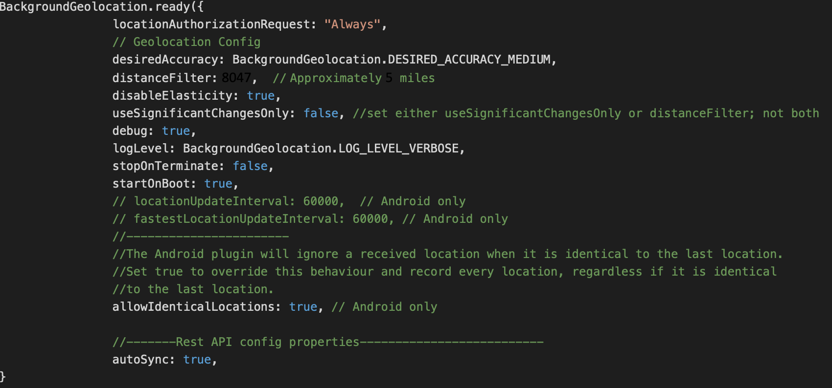 allowIdenticalLocations not working · Issue #1167 · transistorsoft/cordova-background ...