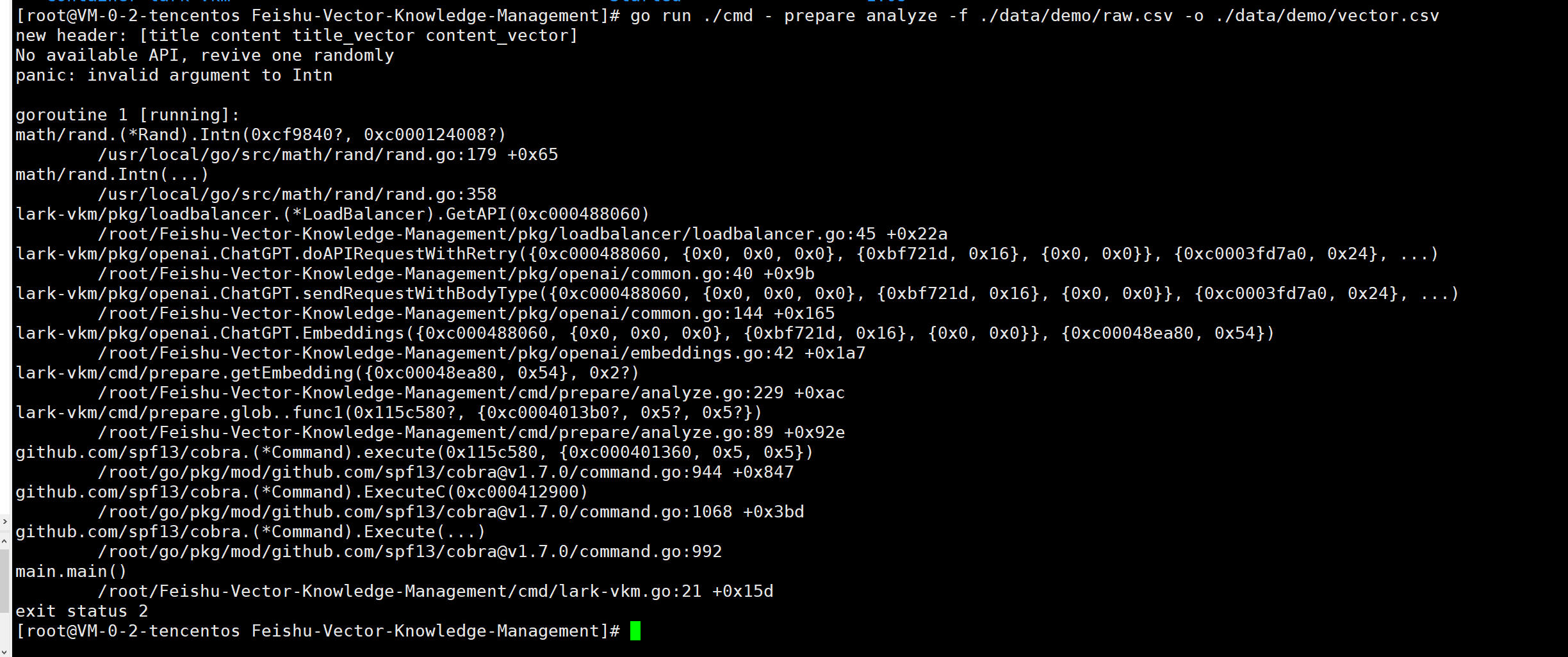 analysize.go执行失败 · Issue #12 · ConnectAI-E/Feishu-Vector-Knowledge-Management · GitHub