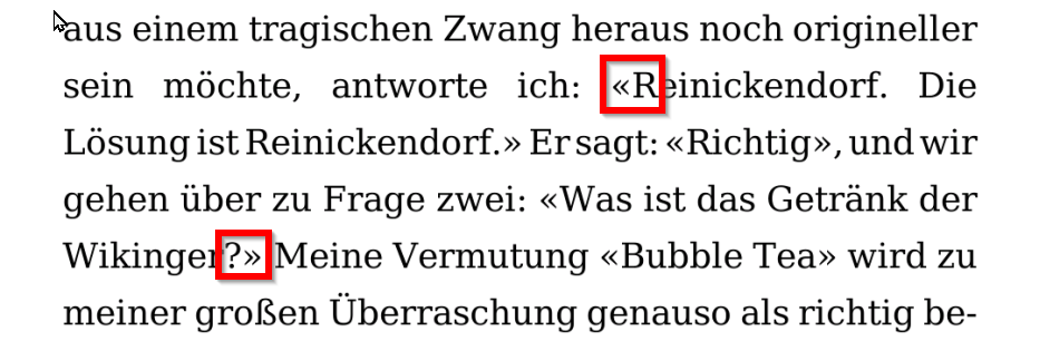 German hyphenation: Quotation mark is speparated from related word ...