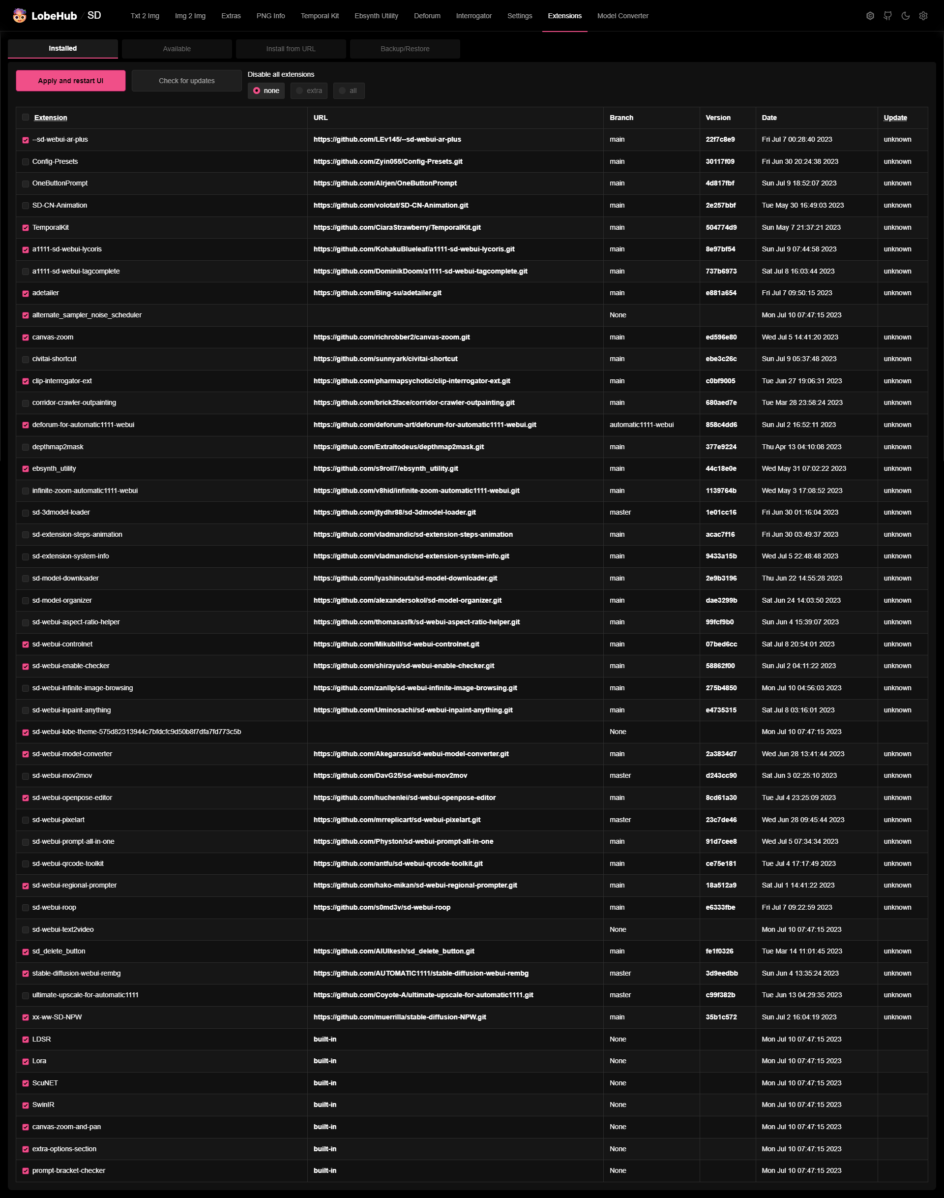 [Bug] Extensions are not displayed · Issue #253 · lobehub/sd-webui-lobe-theme · GitHub