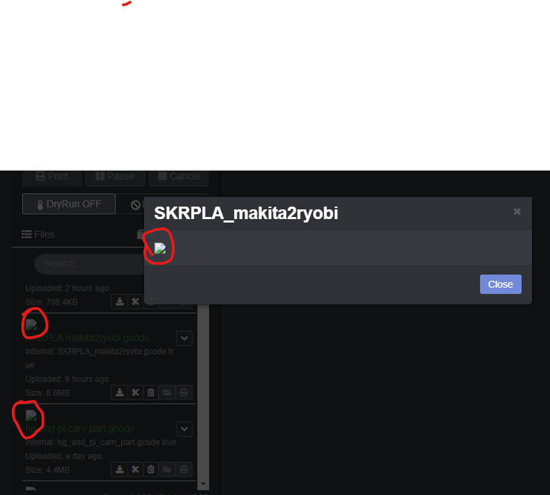 Thumbnail not being show in list or in popup (I see "broken image link ...