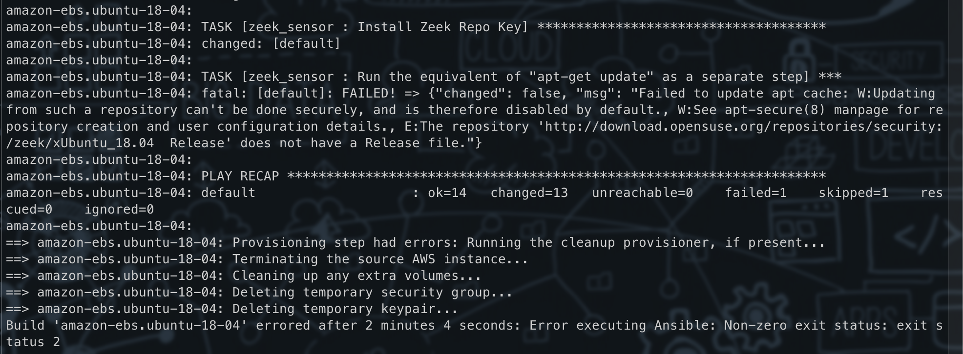 Error in Ansible building the packer image for Zeek · Issue #699 · splunk/attack_range · GitHub