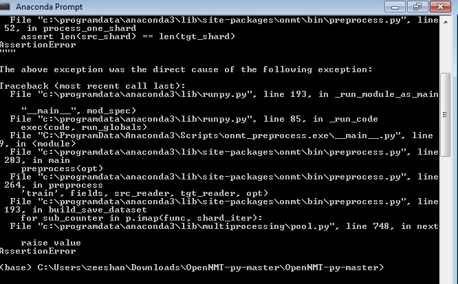 raise value assertionerror how to fix this error. · Issue #1687 · OpenNMT/OpenNMT-py · GitHub