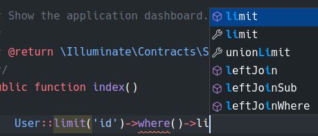 limit not autocomplete · Issue #951 · barryvdh/laravel-ide-helper · GitHub