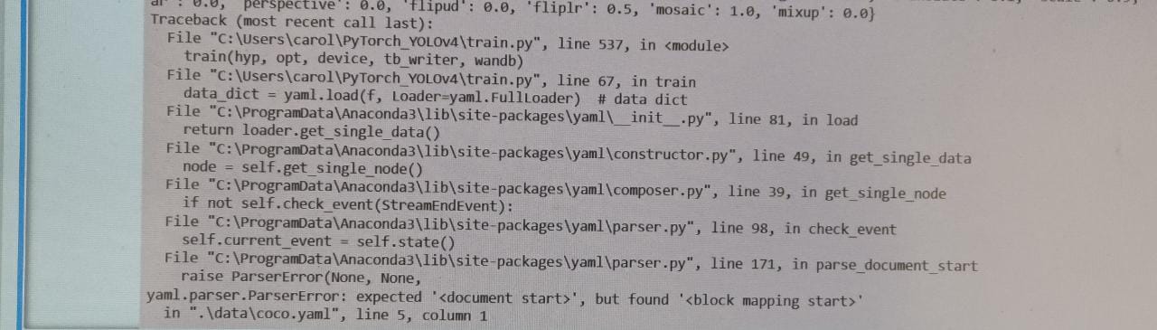 Training/(YAML) Data Loading Error: train.py line 537 and line 67 · Issue #425 · WongKinYiu ...