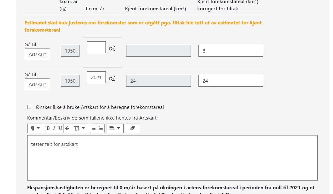 B-kriteriet - skrivefelt lagres ikke · Issue #655 · Artsdatabanken/Fremmedartsbase2023 · GitHub