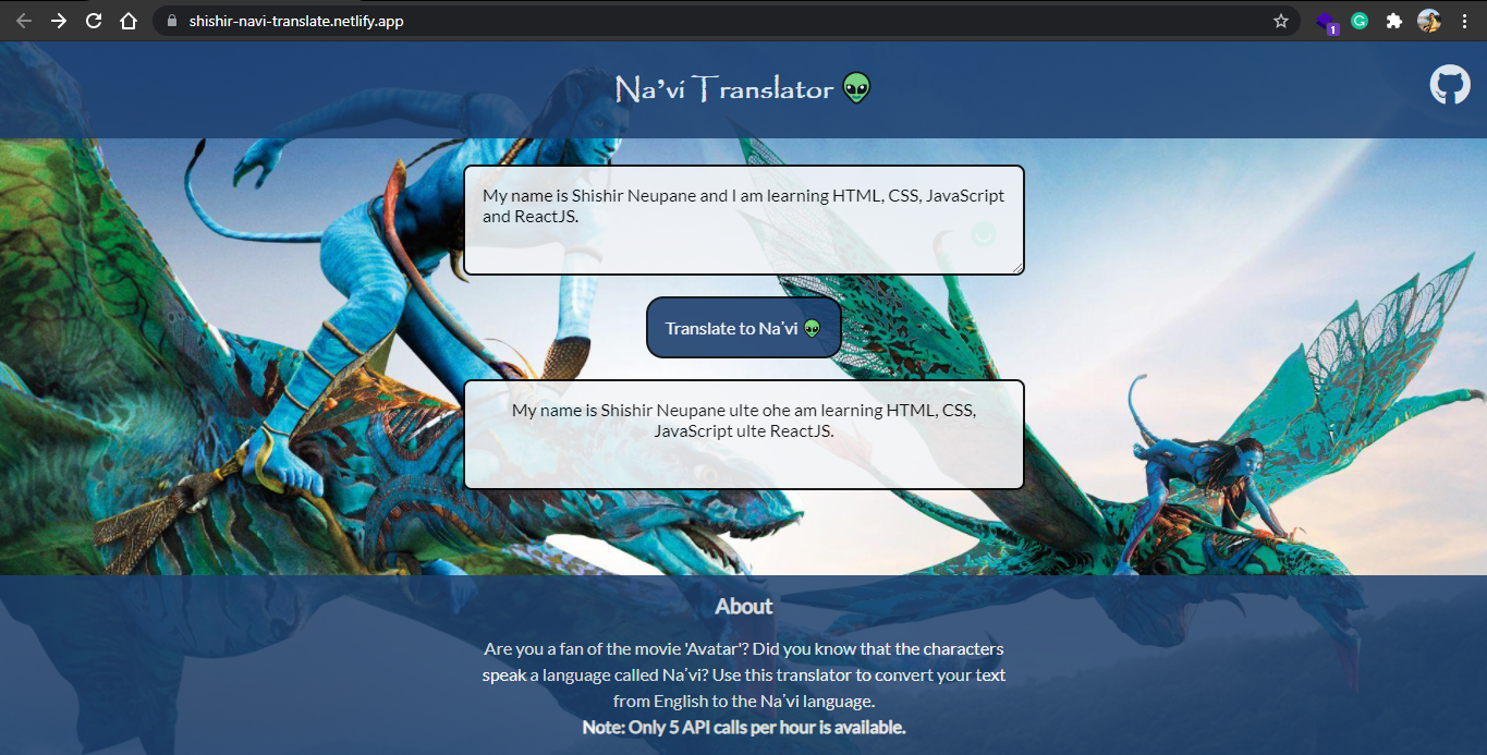GitHub - shishirneupane/avatar-navi-translator-app: A translation web ...