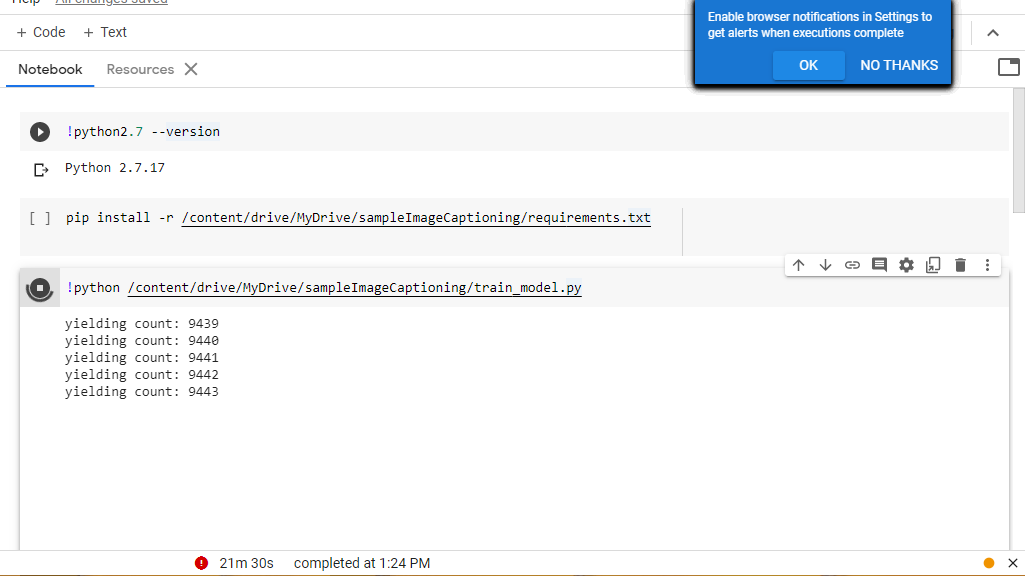 Code executing continuously even after getting disconnected from runtime environment. · Issue ...