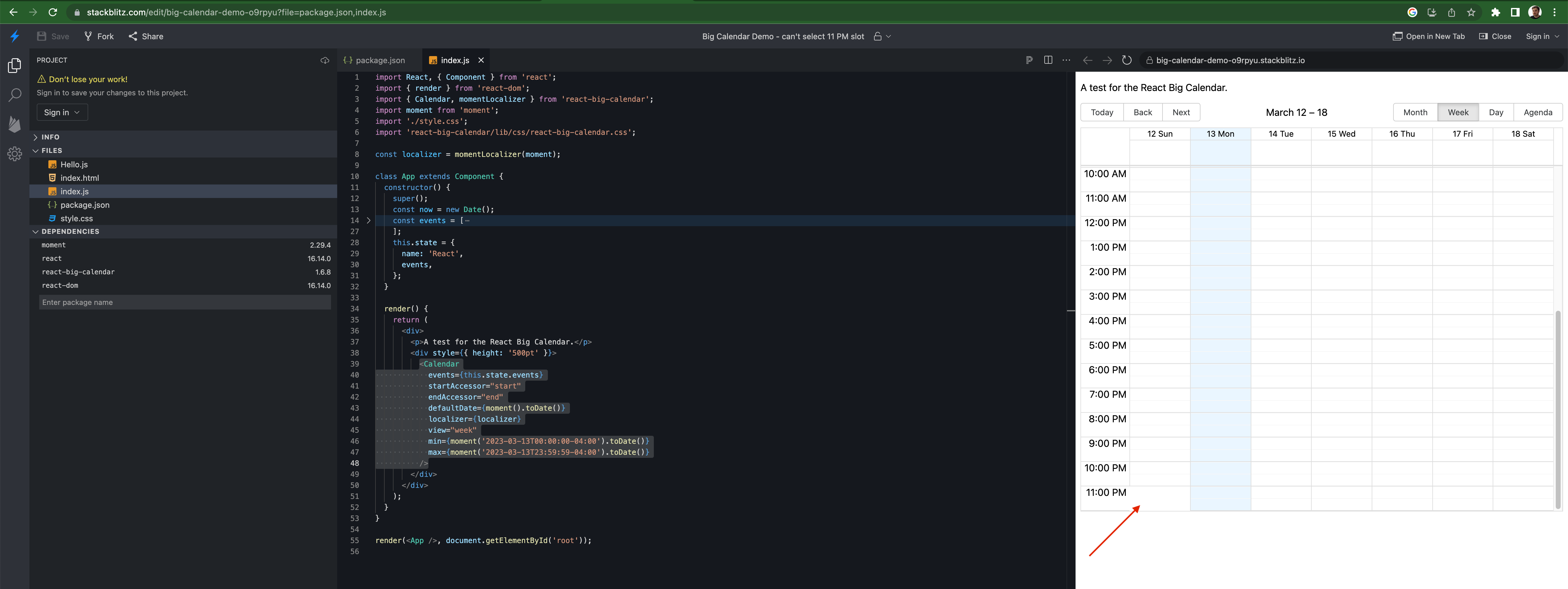 Can't select 11 PM slot on the first day of the DST week · Issue #2380 · jquense/react-big ...