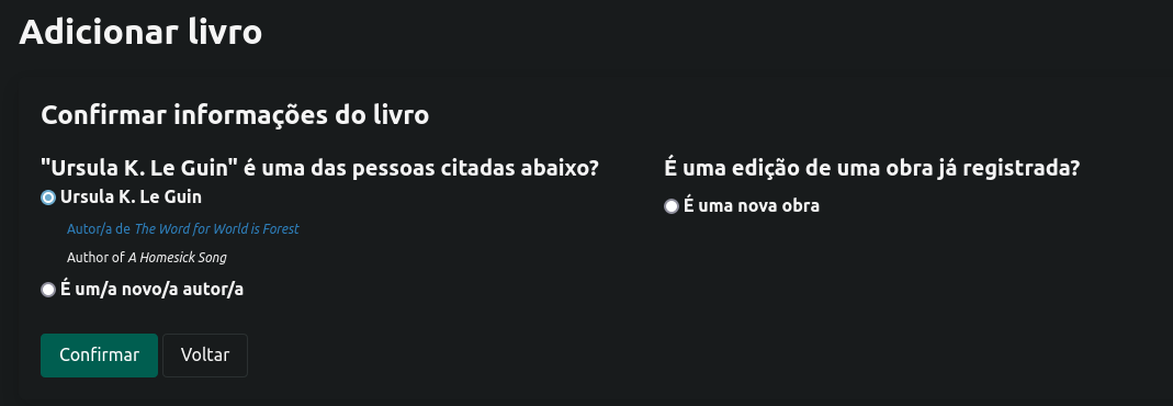 When adding a new book, there is no option to add it as a new edition of an already existing one ...