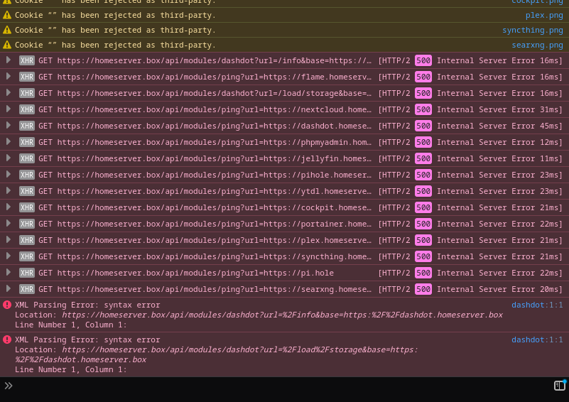 Cant load any Dash. dashboard into homarr, not even the public demo · Issue #496 · ajnart/homarr ...