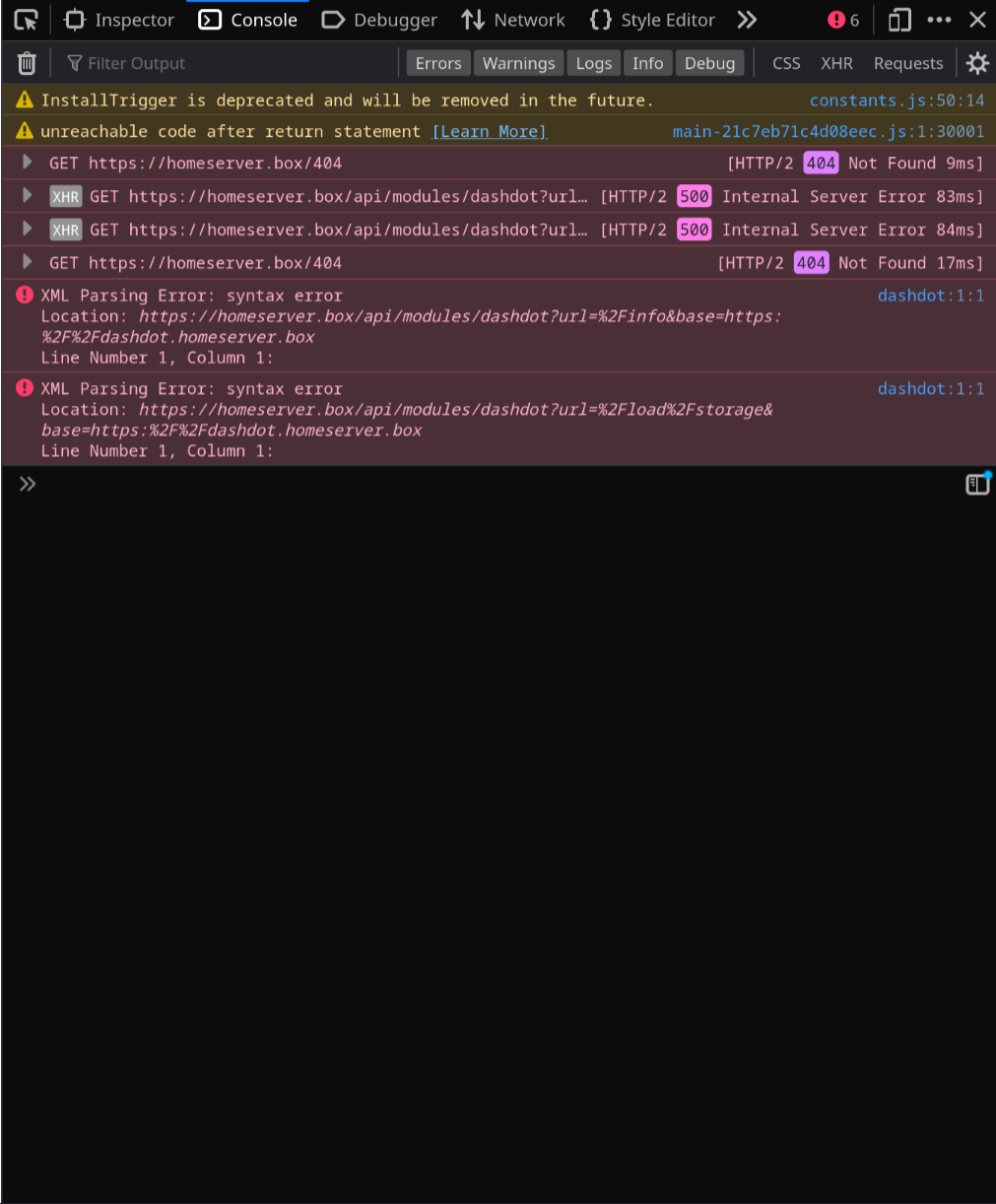 Cant load any Dash. dashboard into homarr, not even the public demo · Issue #496 · ajnart/homarr ...