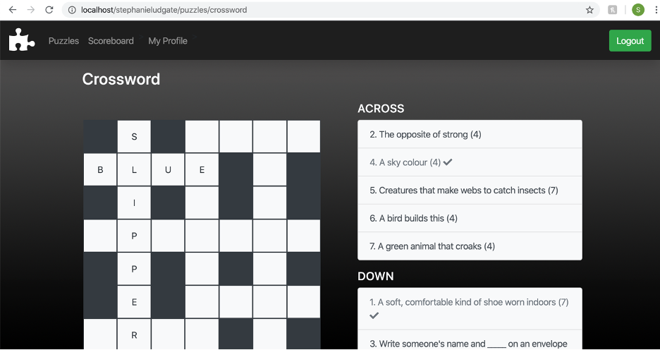 GitHub - stephanieludgate/portfolio-crossword: PHP crossword game