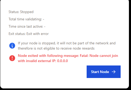 Validator Stopped Error ```Fatal: Node cannot join with invalid external IP: 0.0.0.0``` · Issue ...