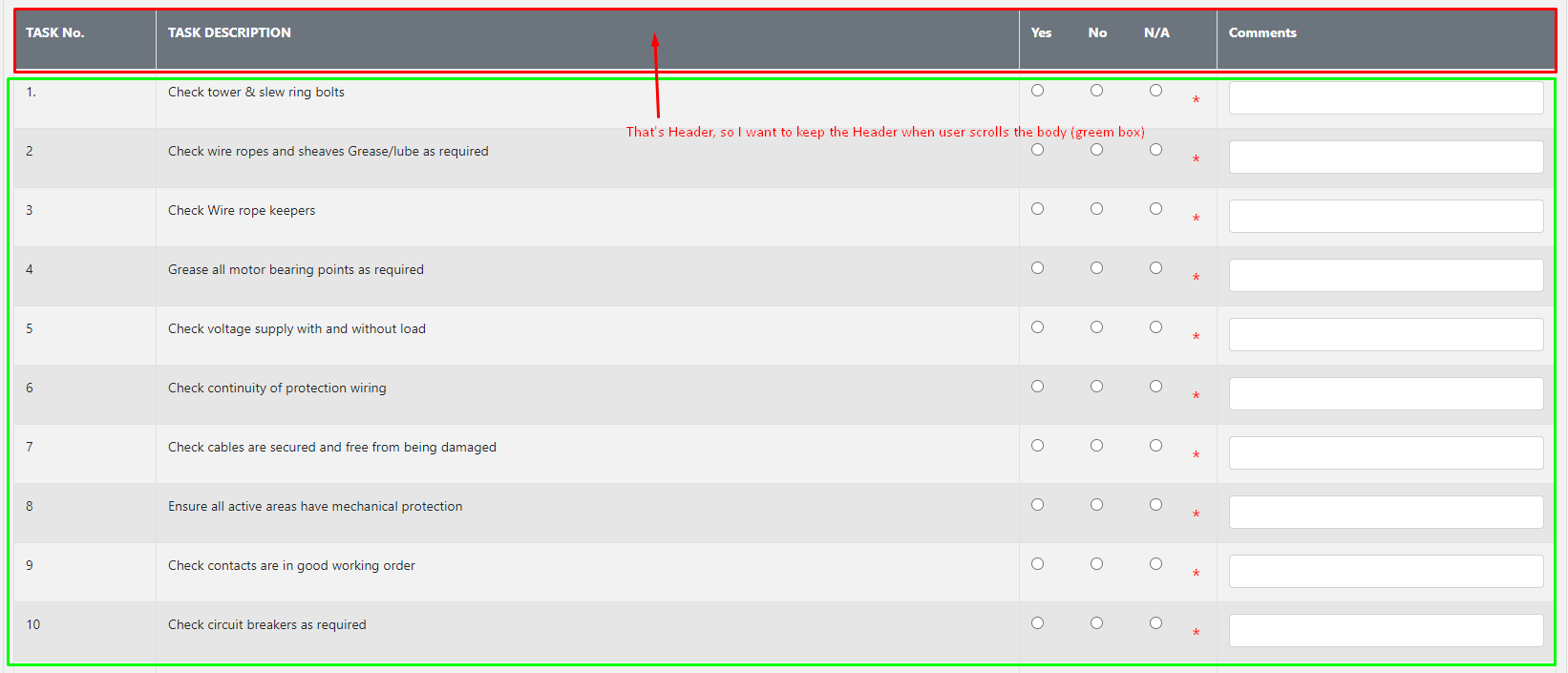 Question How To Set Scroll Down Body For The Table Component · Issue 3646 · Formioformiojs 