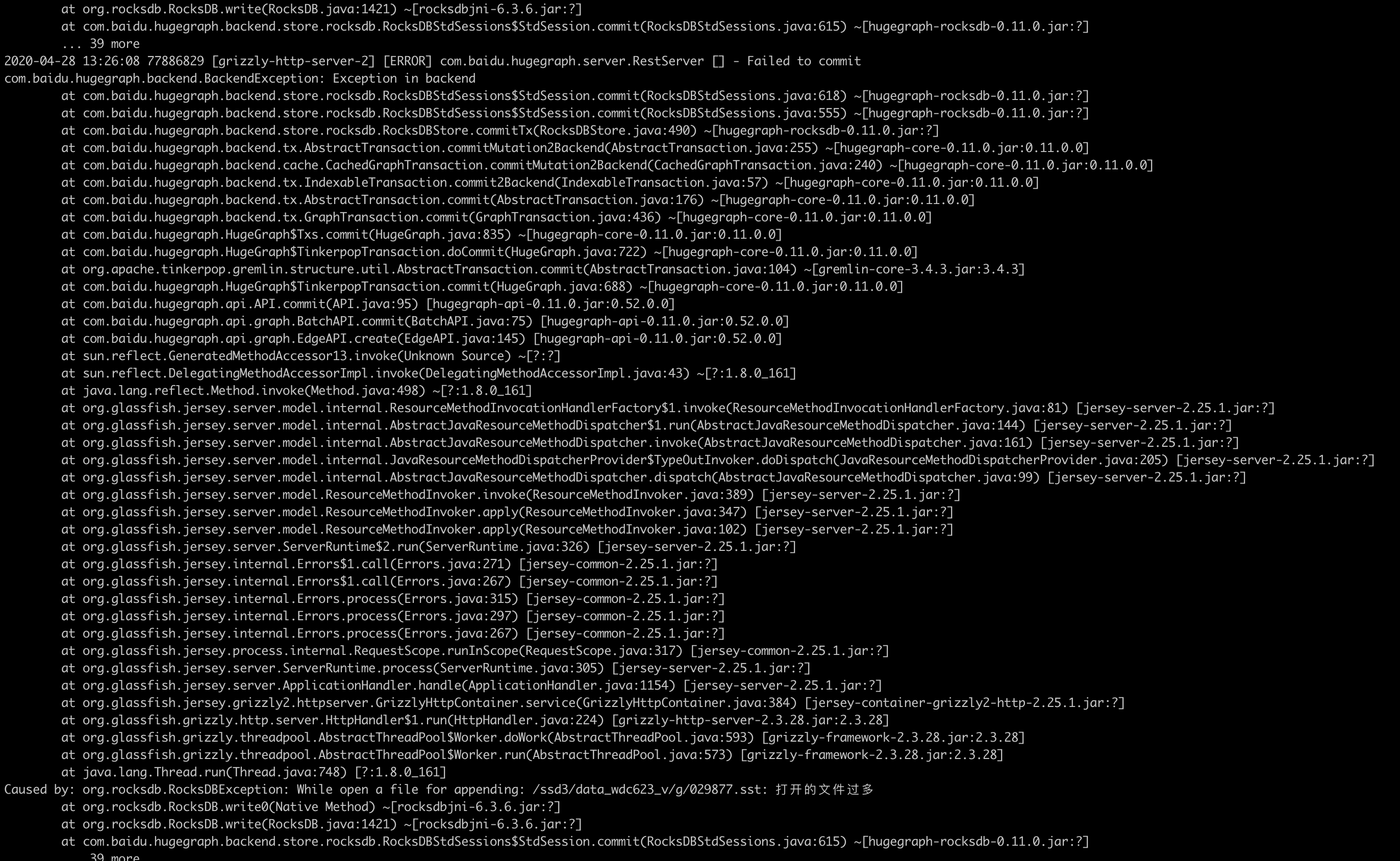 loader组件导入百亿级的数据，server报错打开文件过多 · Issue #975 · apache/incubator-hugegraph · GitHub