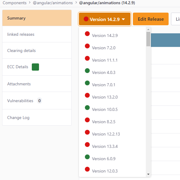Apply sorting (from newest to oldest) on versions in drop down menu when inspecting a specific ...
