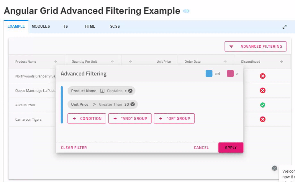 IgxGrid - Condition Changing doesn't work in Advanced Filtering Dialog · Issue #12570 · IgniteUI ...