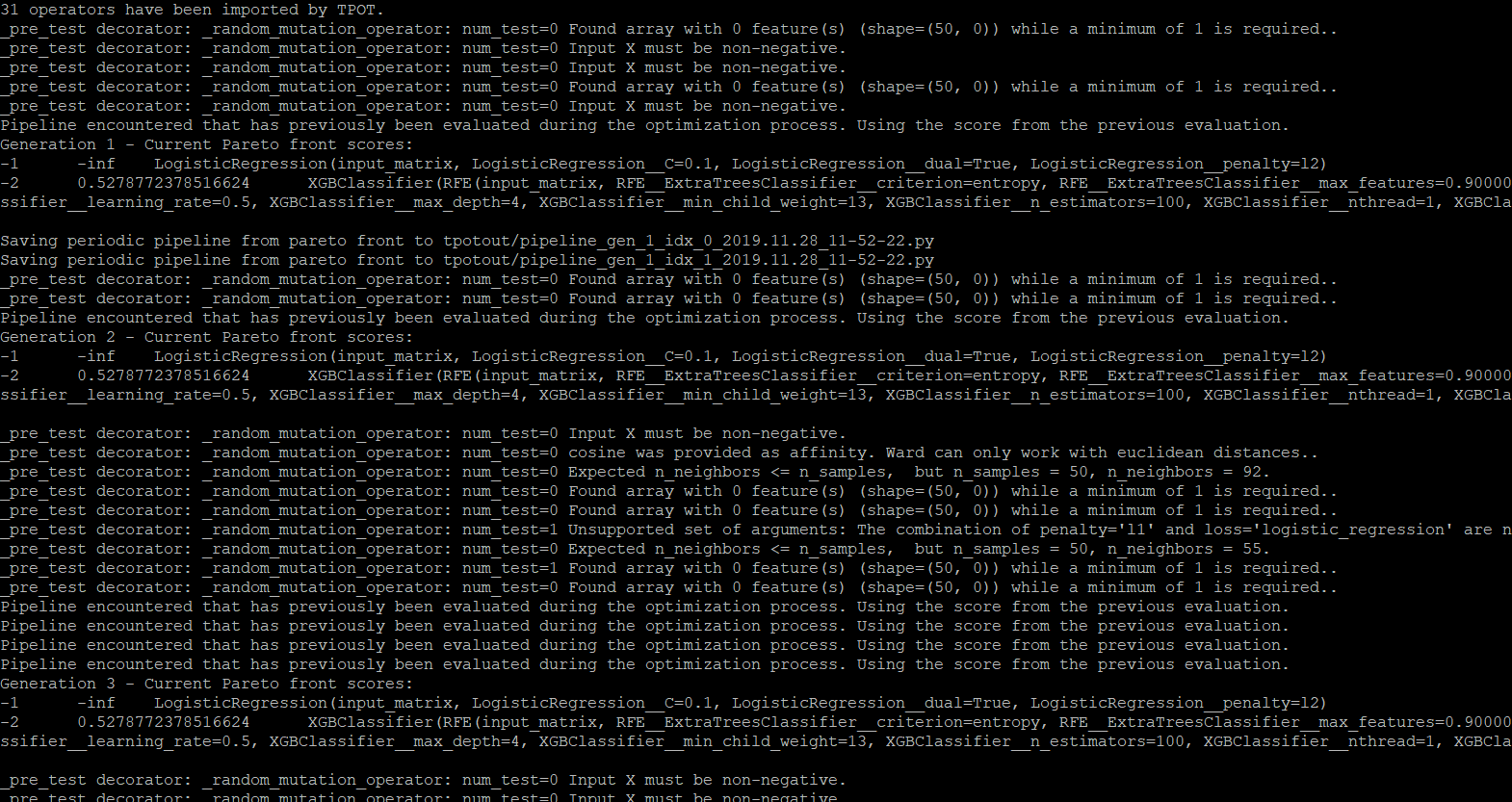 Optimization always get stuck at the same place · Issue #969 · EpistasisLab/tpot · GitHub