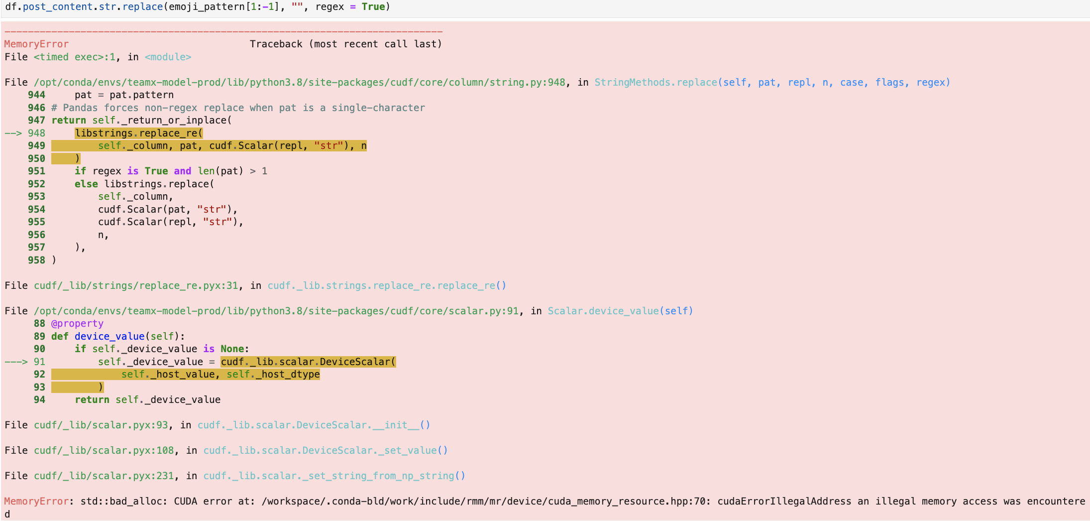 [bug] Cudf Regex String Replace Results In Cudaerrorillegaladdress Error · Issue 11845