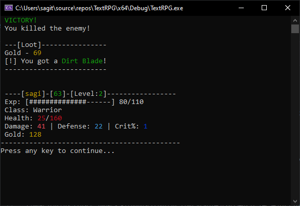 GitHub - sagidev/TextRPG: Simple endless console rouglelike