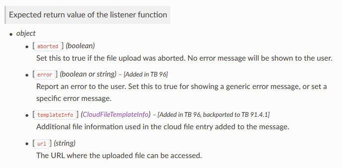 Not entirely clear on onFileUpload return values · Issue #13 · thunderbird/webext-docs · GitHub