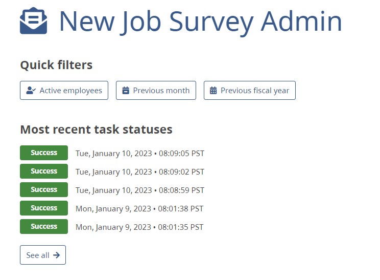 Consider adding the type of task to the main page "most recent task ...